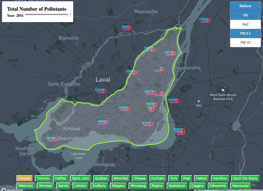 Health Canada Air Pollution Data Availability Visualization | Maggie Ma